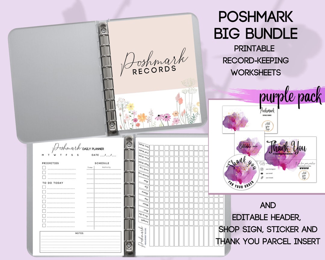 Poshmark Bundle | PDF Printable Record Sheets | Editable Closet Sign ...