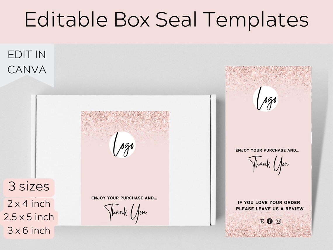 Editable Box Seal Template, Box Seal Label, Custom Branding Template ...