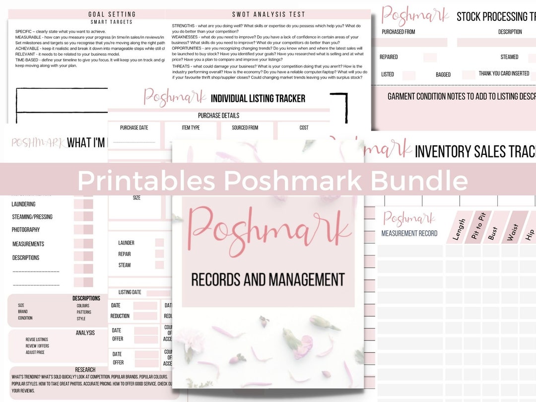 Poshmark Reseller Bundle | Printables | Organization and Management of ...