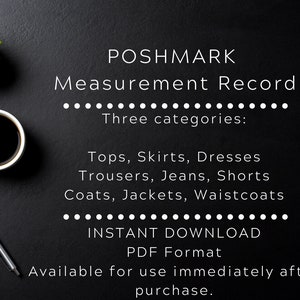 Poshmark Printable Templates | Record of Measurements| Reseller ...