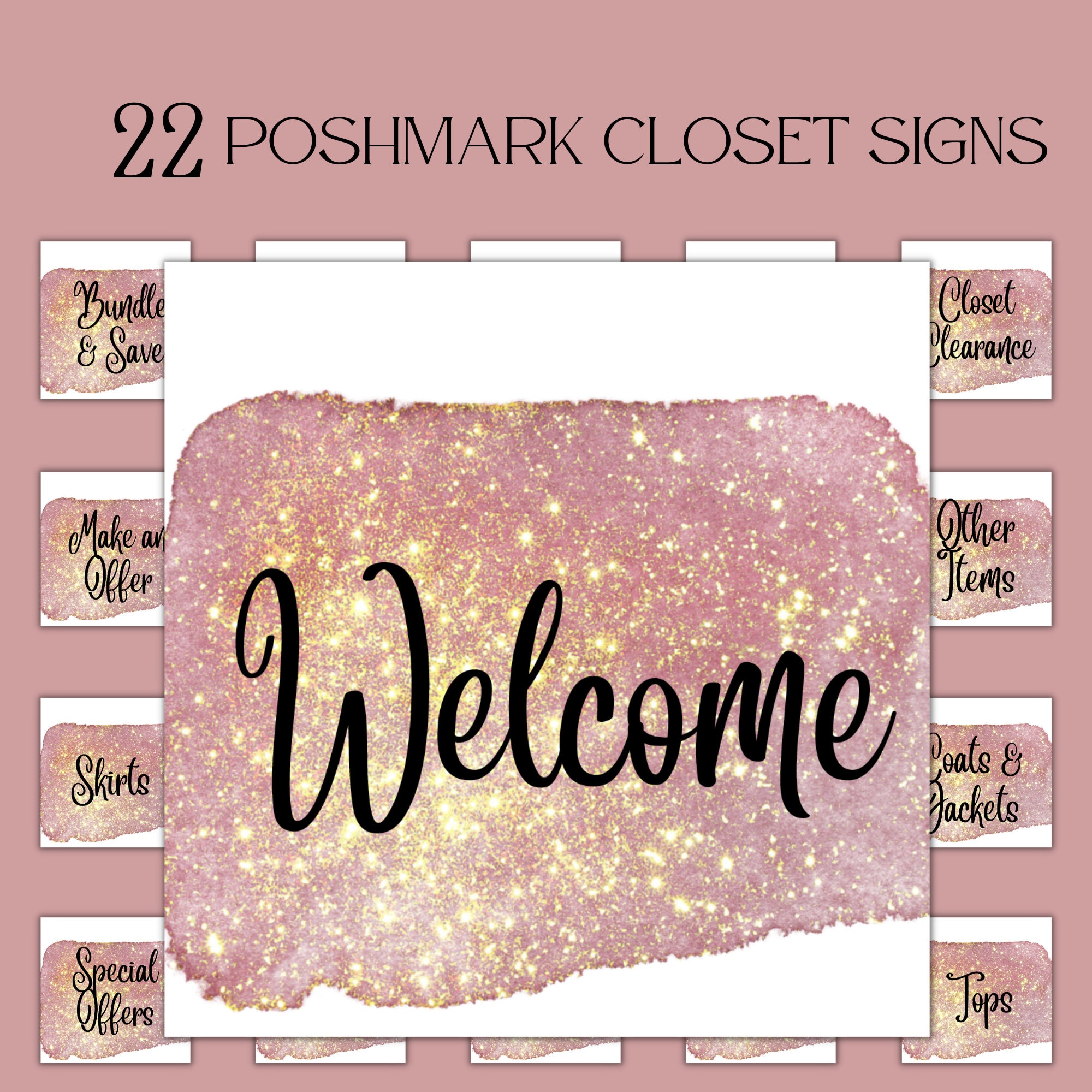 Pink Sparkle-effect Poshmark Closet Signs | Poshmark Reseller Shop ...