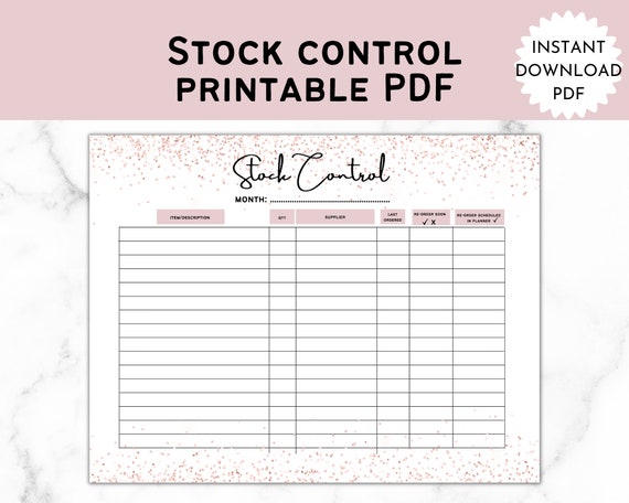 Stock Control Template Inventory Management PDF Printable - Etsy