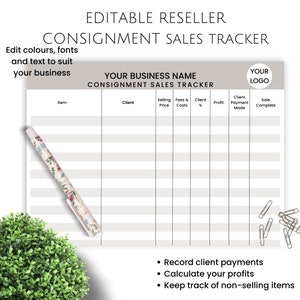 Consignment Sales Tracker Template, Neutral Editable Reseller ...