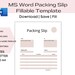 Word Editable Pack Slip Template, Word Fillable Business Invoice ...