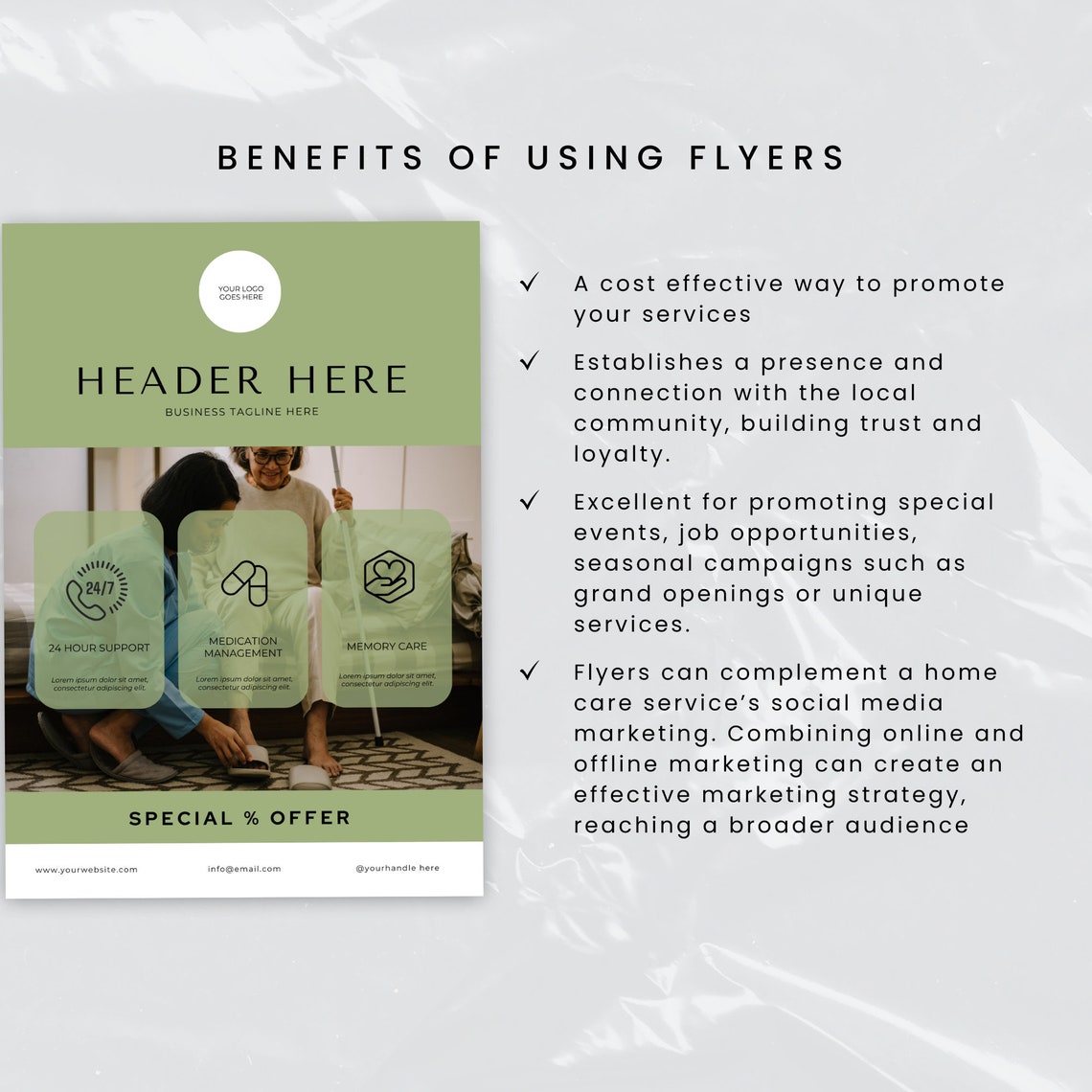 Home Care Service Flyers Pack, Flyers Templates for at Home Caregiver ...