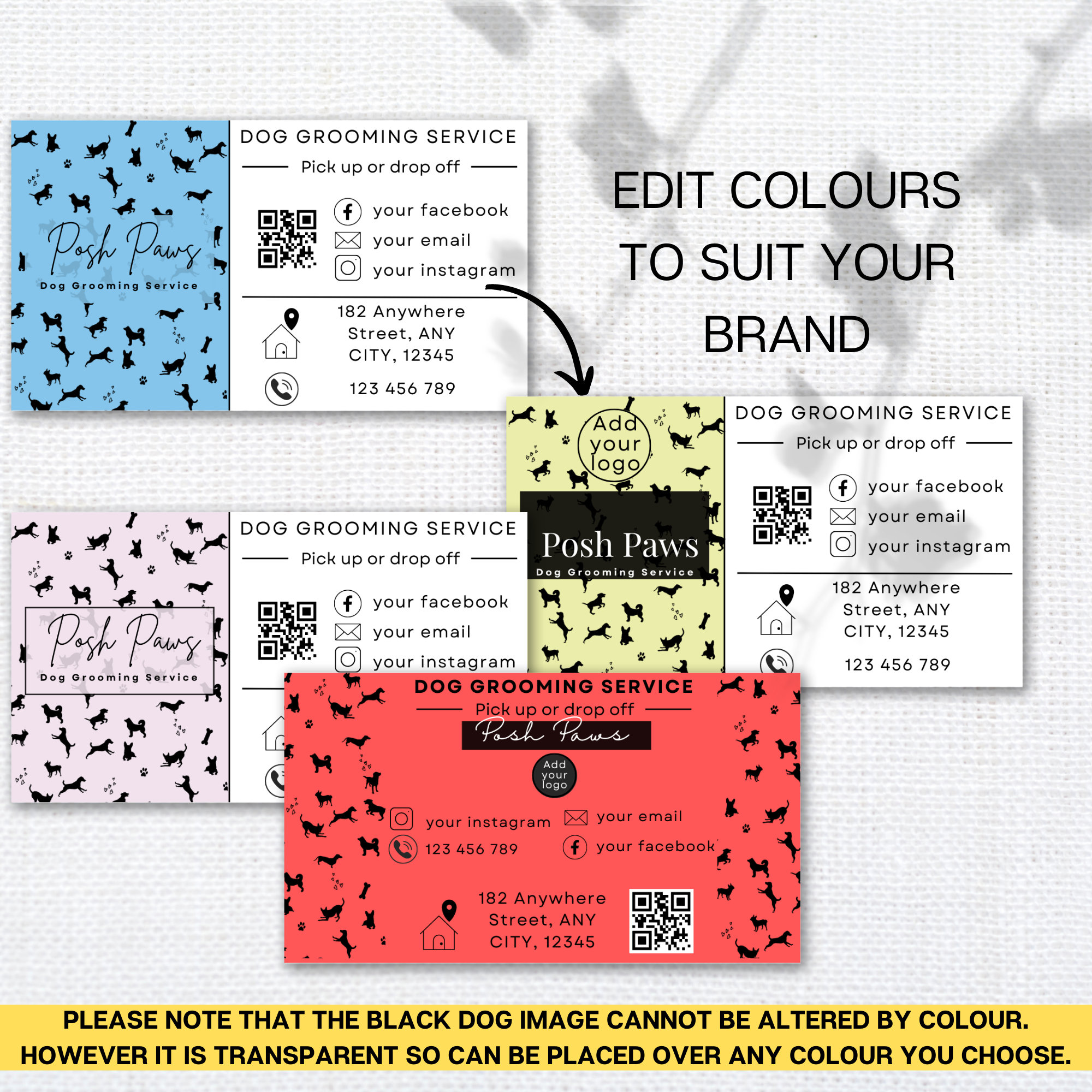 Editable Dog Business Card Template, Dog Grooming and Dog Walking ...