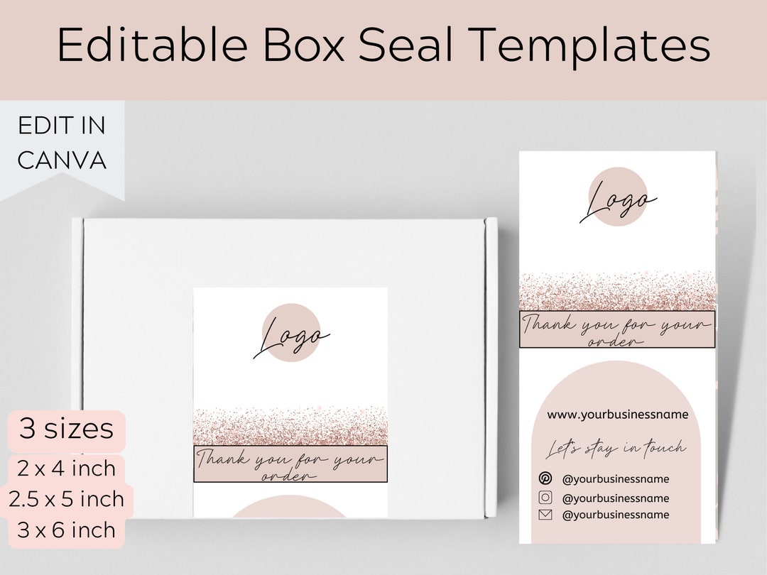 Editable Box Seal Template, Box Seal Label, Custom Branding Template ...