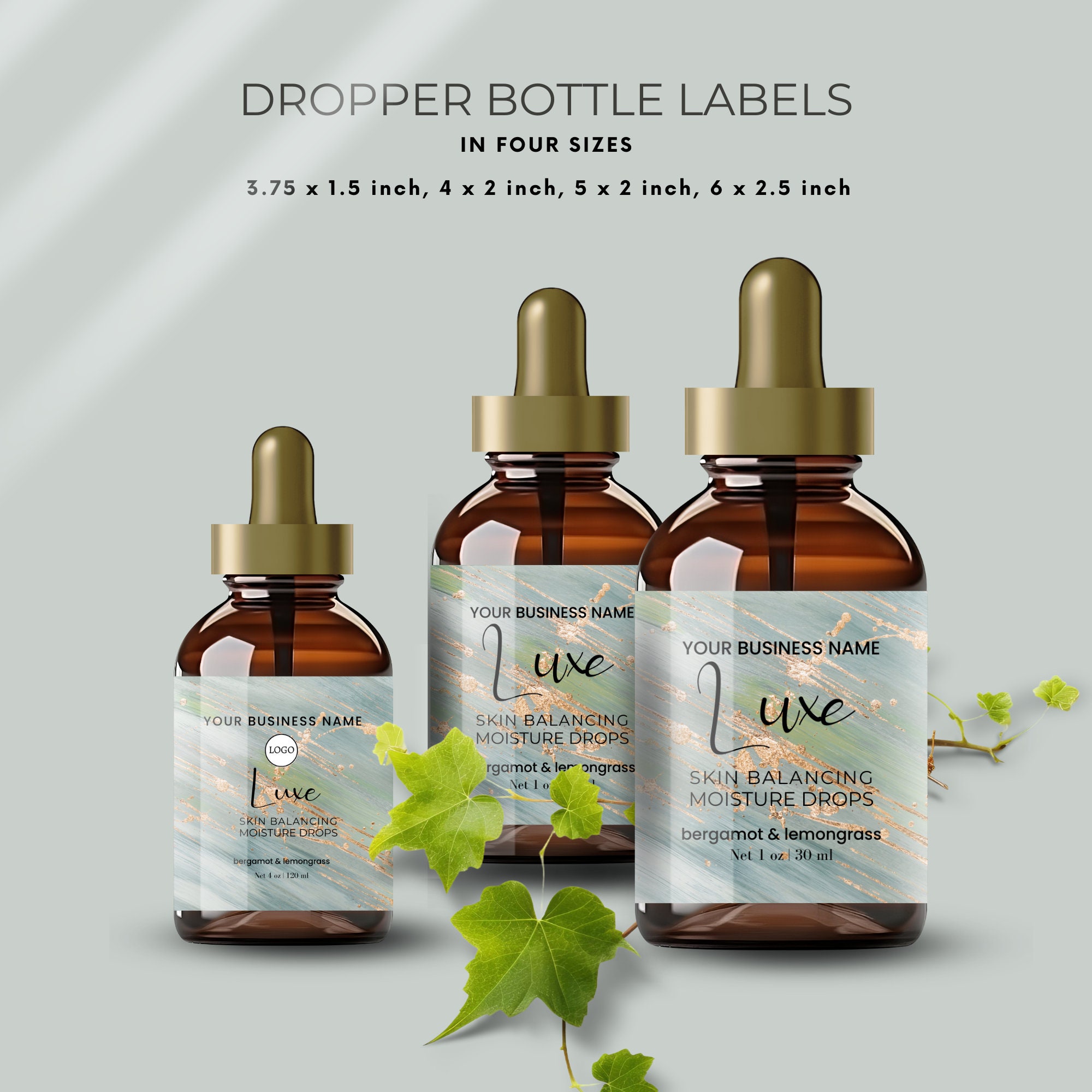 Cosmetic Bottle Labels Templates, Skincare Sticker Labels for Beauty ...