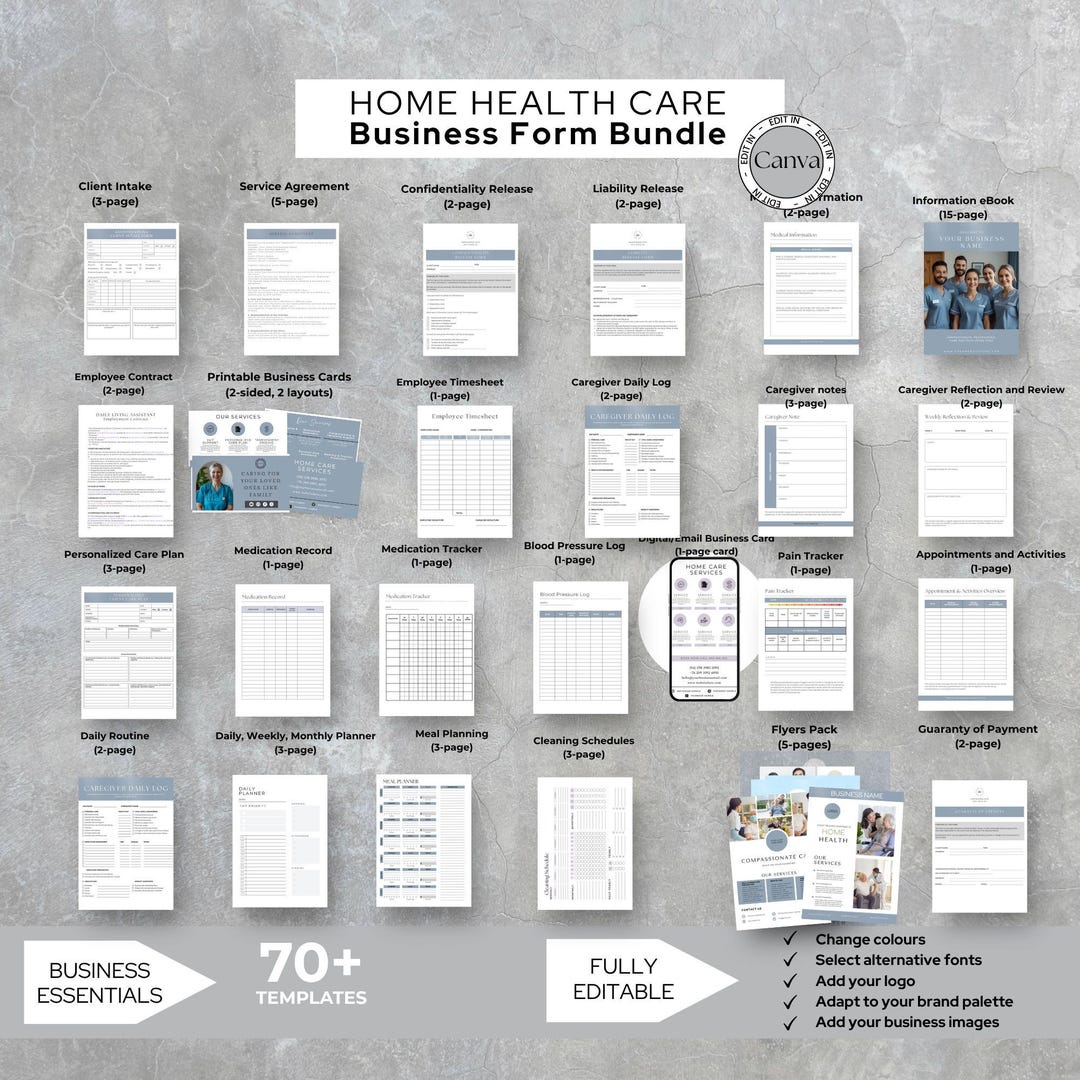 Home Care Agency Bundle, Homecare Forms, Caregiver Business Templates ...