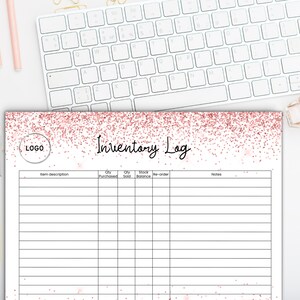 Pink Glitter Editable Inventory Tracker Template, Inventory Log Canva ...