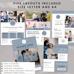 Home Care Service Flyers Pack, Flyers Templates for at Home Caregiver ...