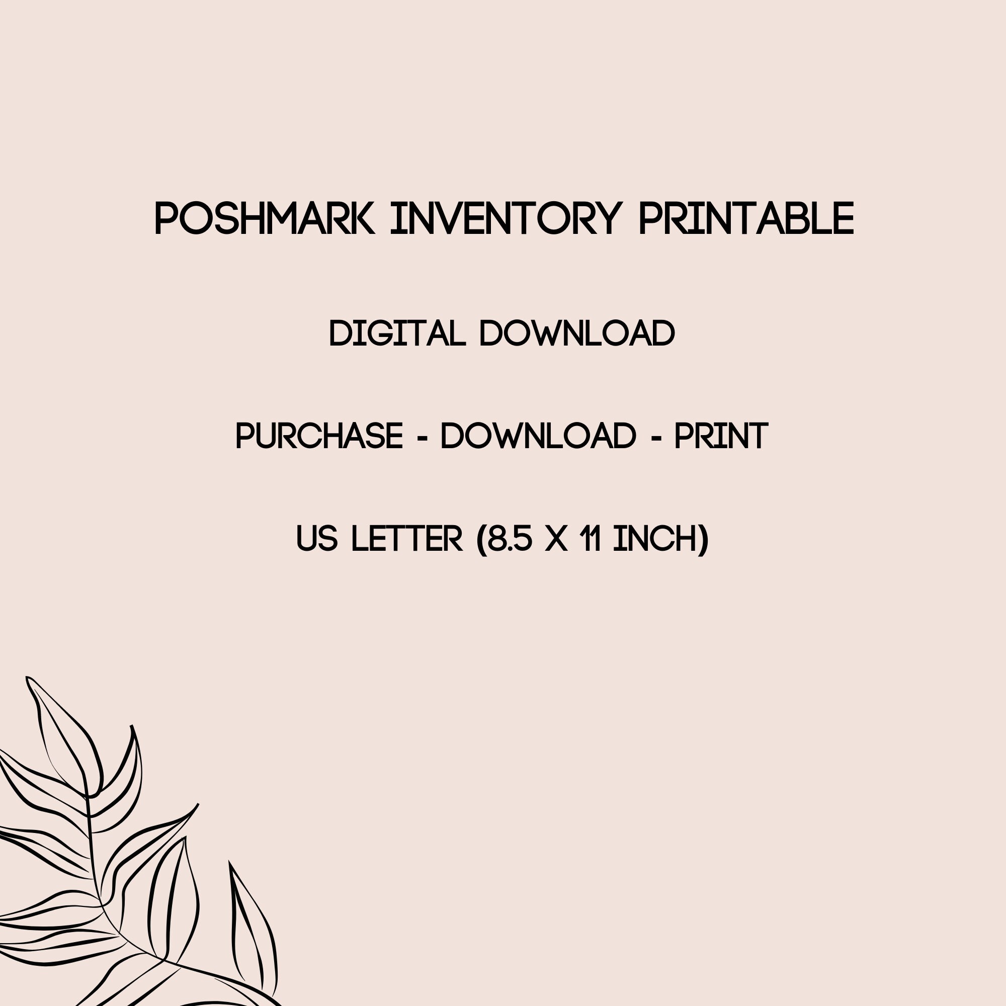 Poshmark Inventory Printable, Instant Download, Reseller Organization ...