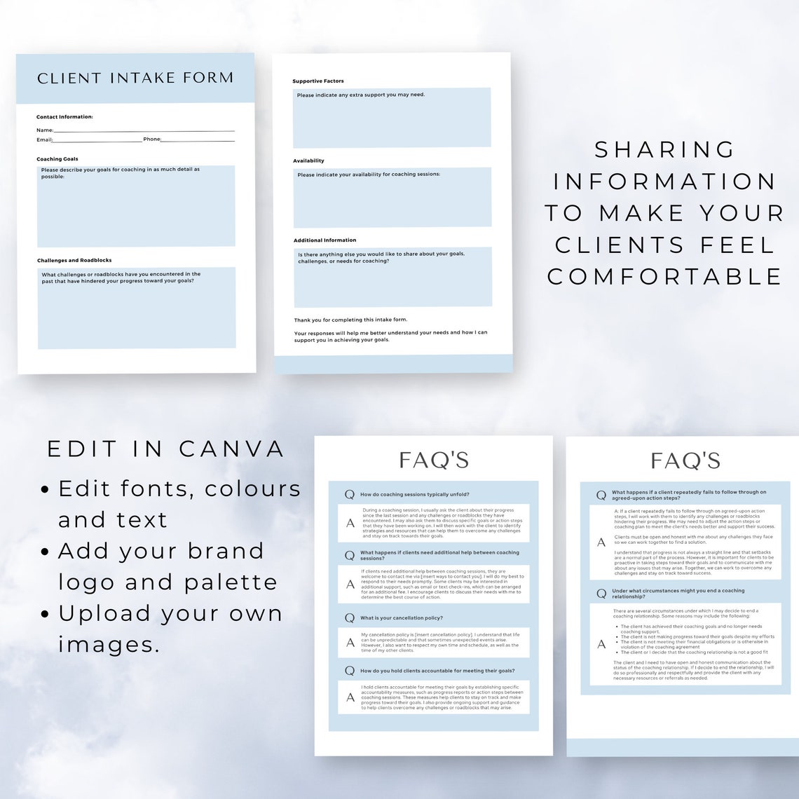 Client Welcome Packet Template, Coaching Intake Forms, Onboard Forms ...