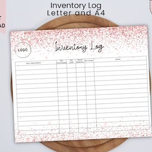 Pink Glitter Editable Inventory Tracker Template, Inventory Log Canva ...