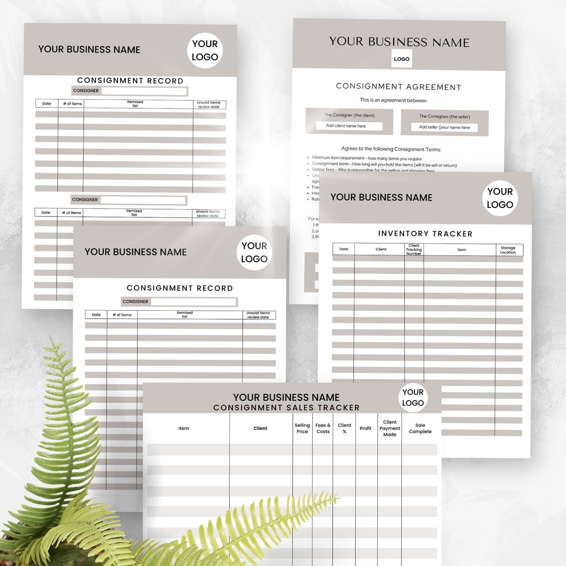 Neutral Editable Consignment Record - Keeping Pack, Agreement, Sales ...