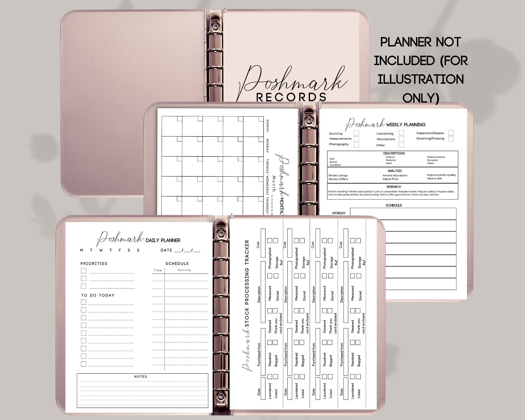 Poshmark Reseller Bundle, Printable Planner Worksheets, Editable Header ...