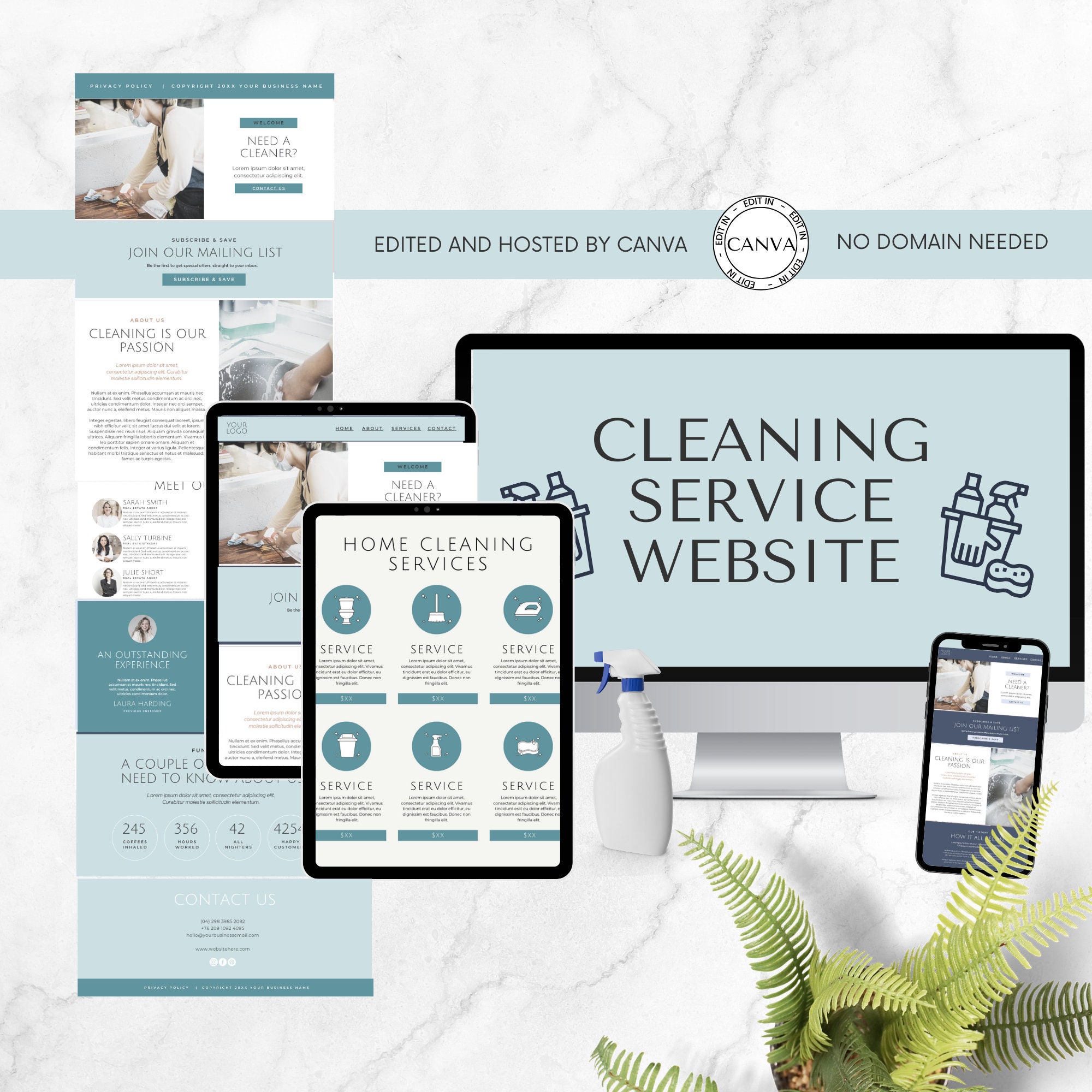 Canva Cleaning Service Website, Cleaning Web Page for Small Business ...