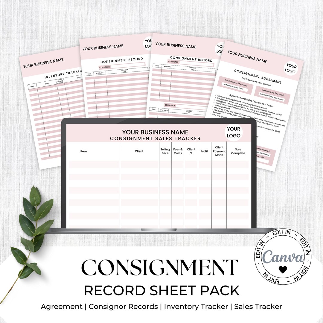 Editable Consignment Record - Keeping Pack, Agreement, Sales Tracker ...