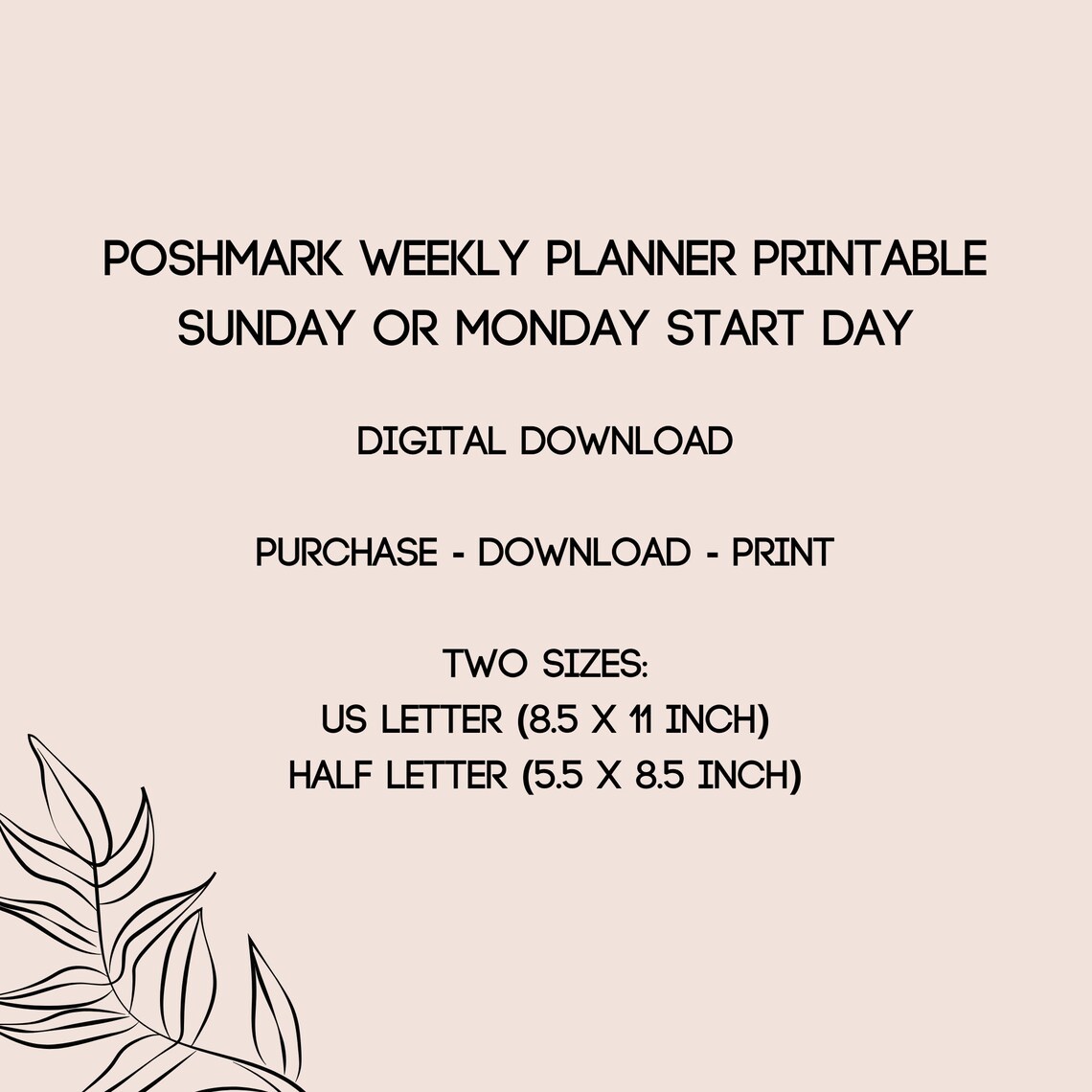 Poshmark Weekly Planner Printable, Instant Download, Reseller ...