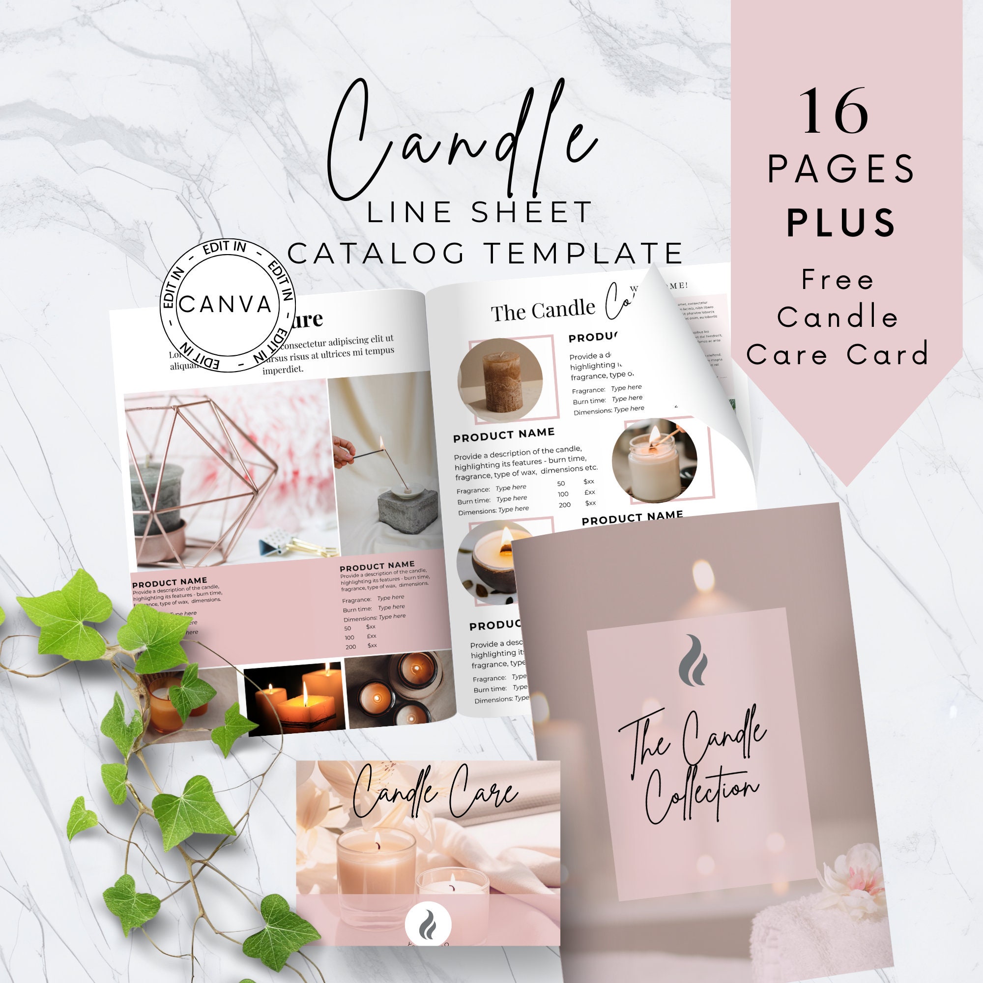 Candle Line Sheet Catalog Template, Wholesale Price List Template, 16 ...