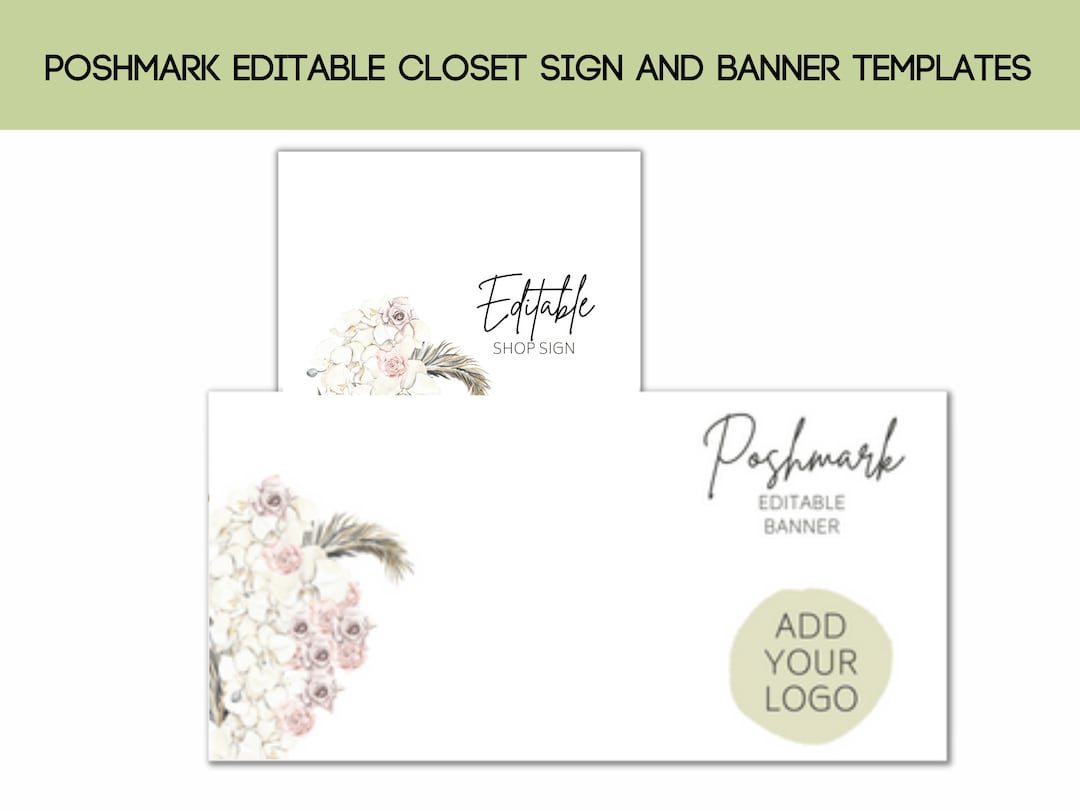 Poshmark Boho Editable Shop Sign and Banner Templates | Customizable ...