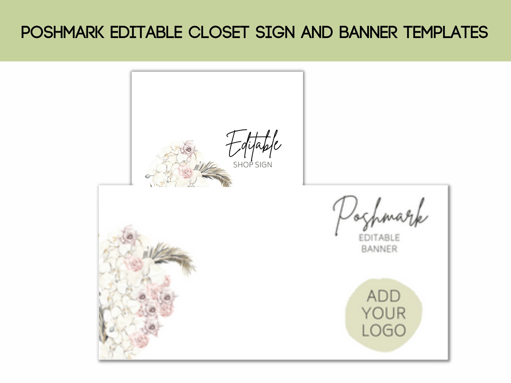 Poshmark Boho Editable Shop Sign and Banner Templates | Customizable ...