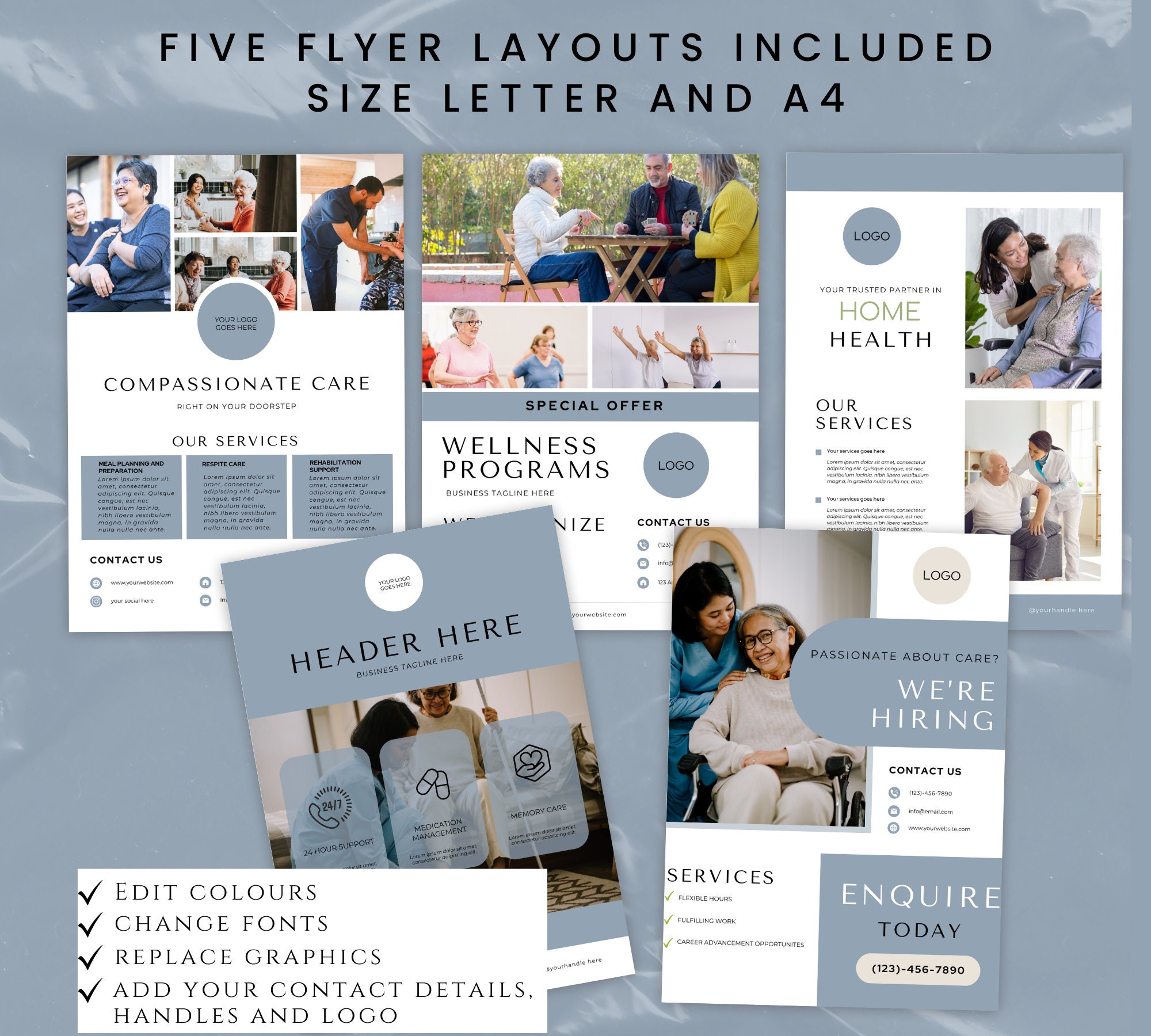 Home Care Service Marketing Template Bundle, Newsletters, Home Care ...