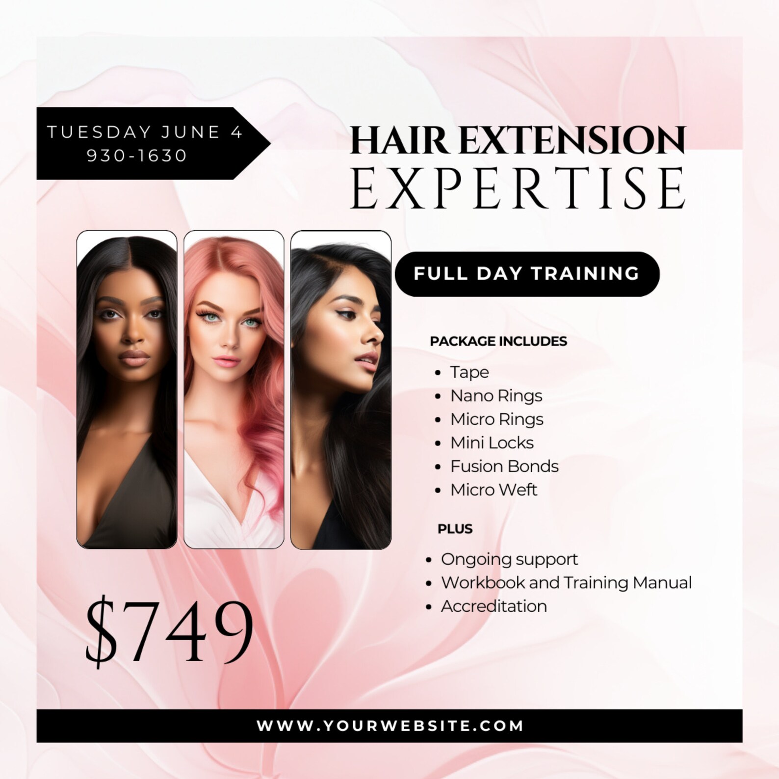 Hair Extension Course Flyers, Hair Salon Social Media Posts ...