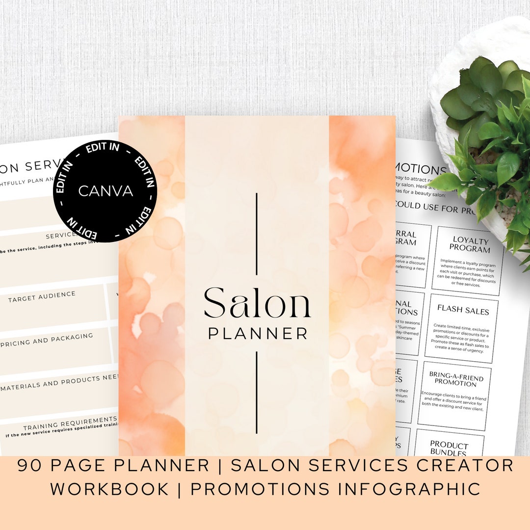 Beauty Salon Business Planner and Goal-setting, Setting up Services and ...
