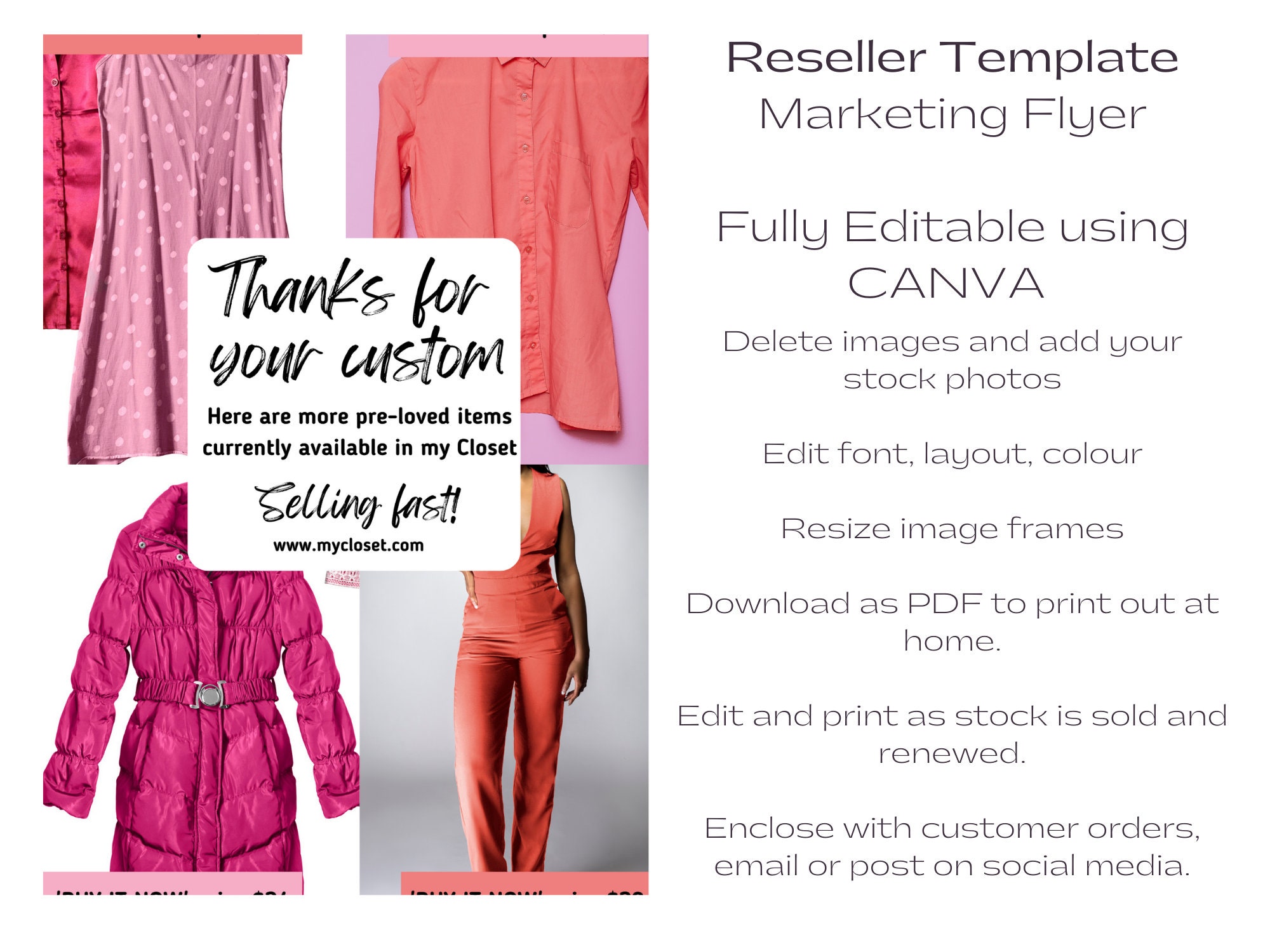 Poshmark Sales Flyer Mockup Template Pack, Three Canva Templates ...