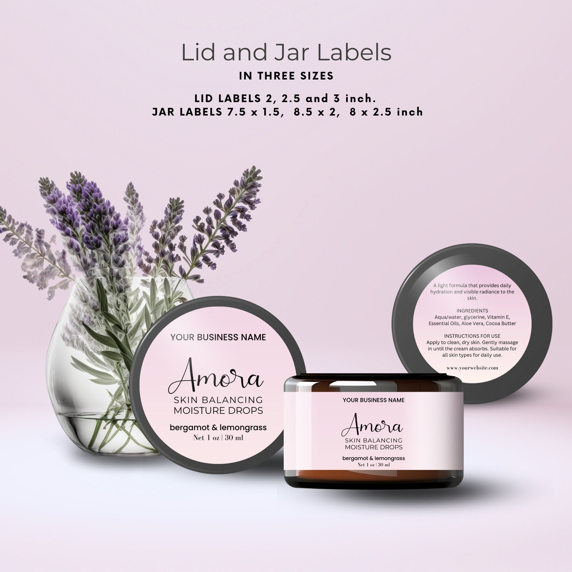 Cosmetic Bottle Labels Templates, Skincare Sticker Labels for Beauty ...