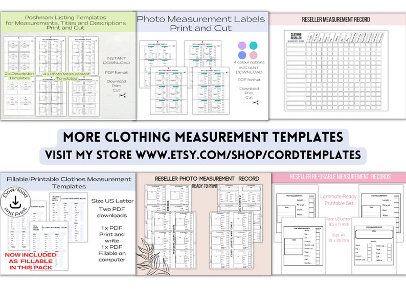 Poshmark Editable Measurement Template | Record of Measurements ...