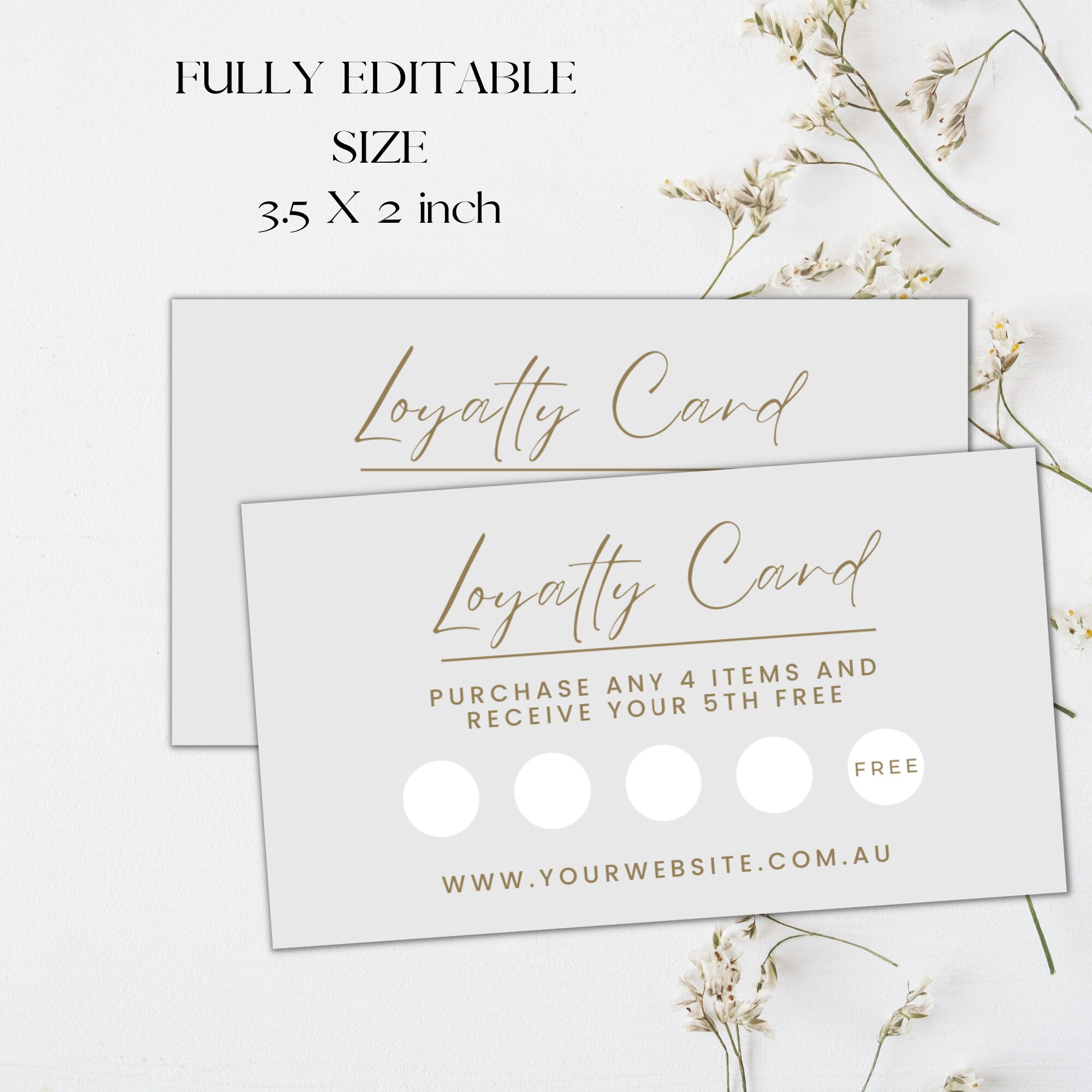 Minimalist Editable Loyalty Card Template, Customizable Rewards Card ...