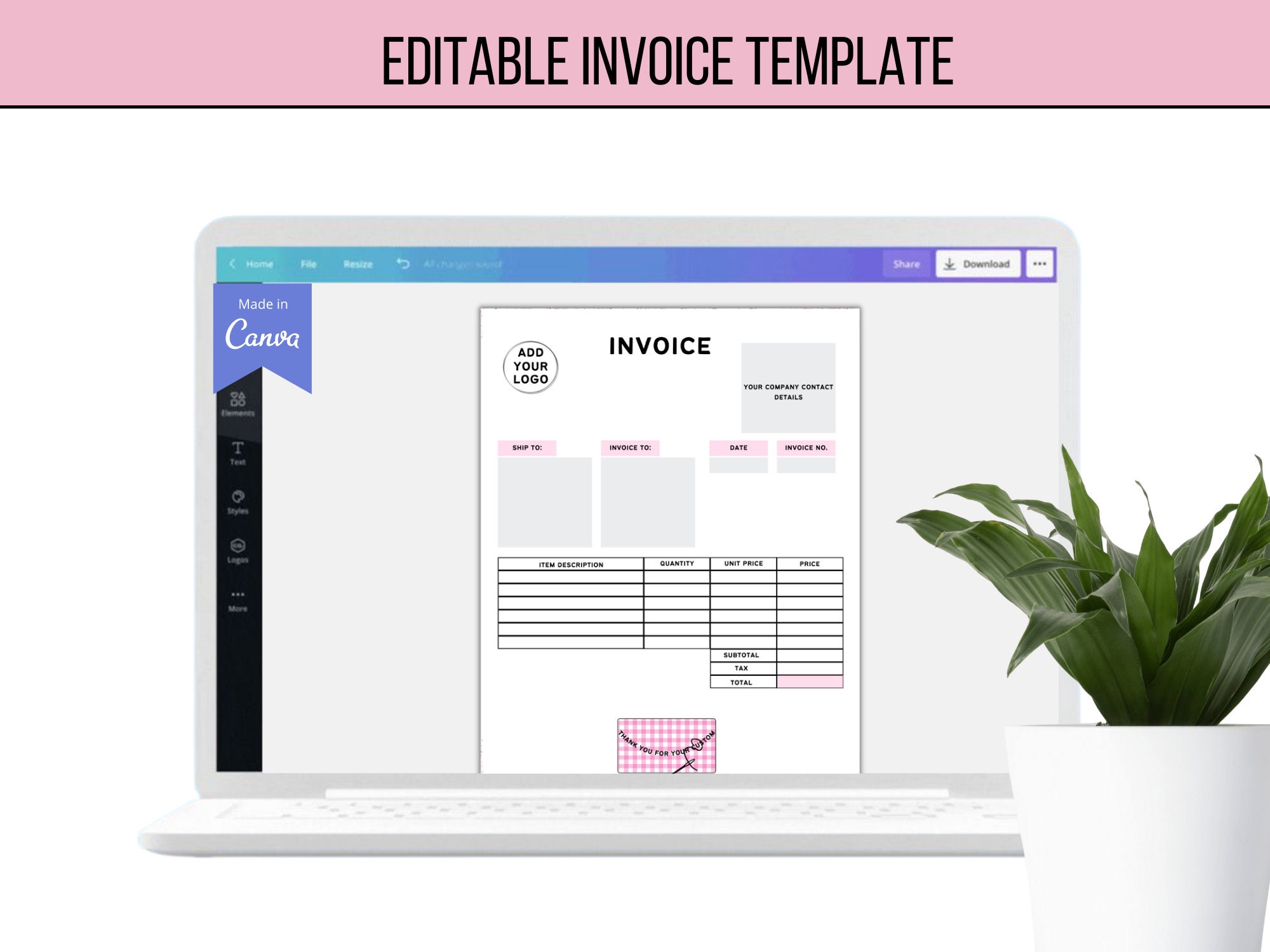 Editable Stitch Craft Business Invoice Template, Customizable and ...