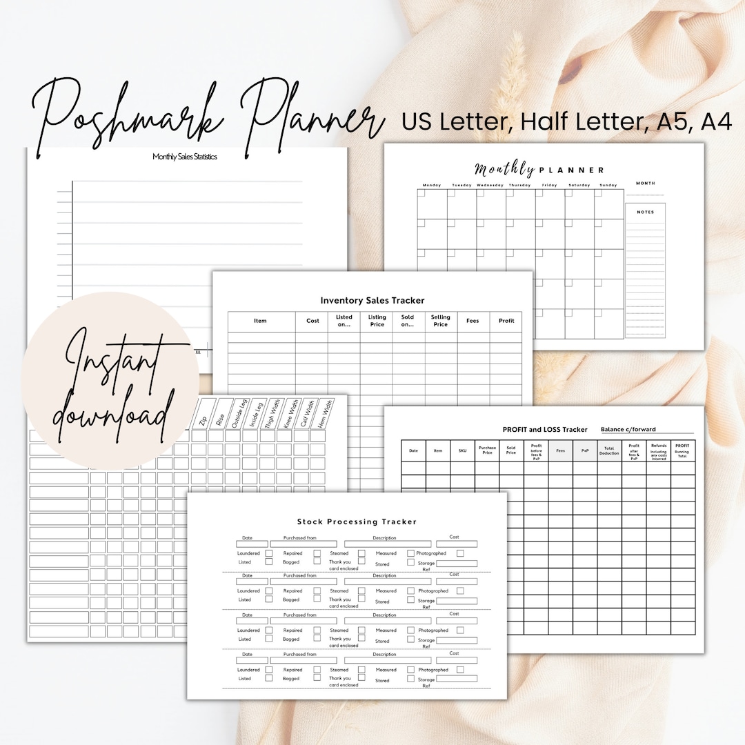 Poshmark Planner | Printable PDF Record Sheets | Reseller Organization ...