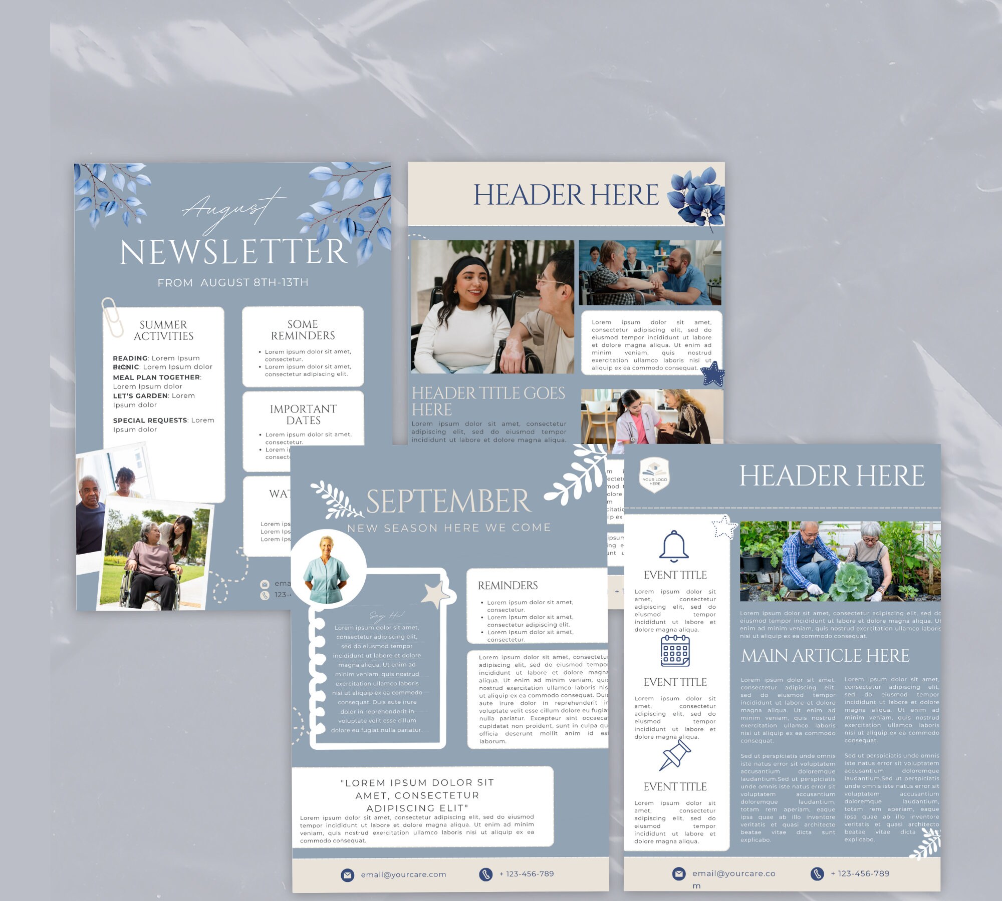 Home Care Service Marketing Template Bundle, Newsletters, Home Care ...