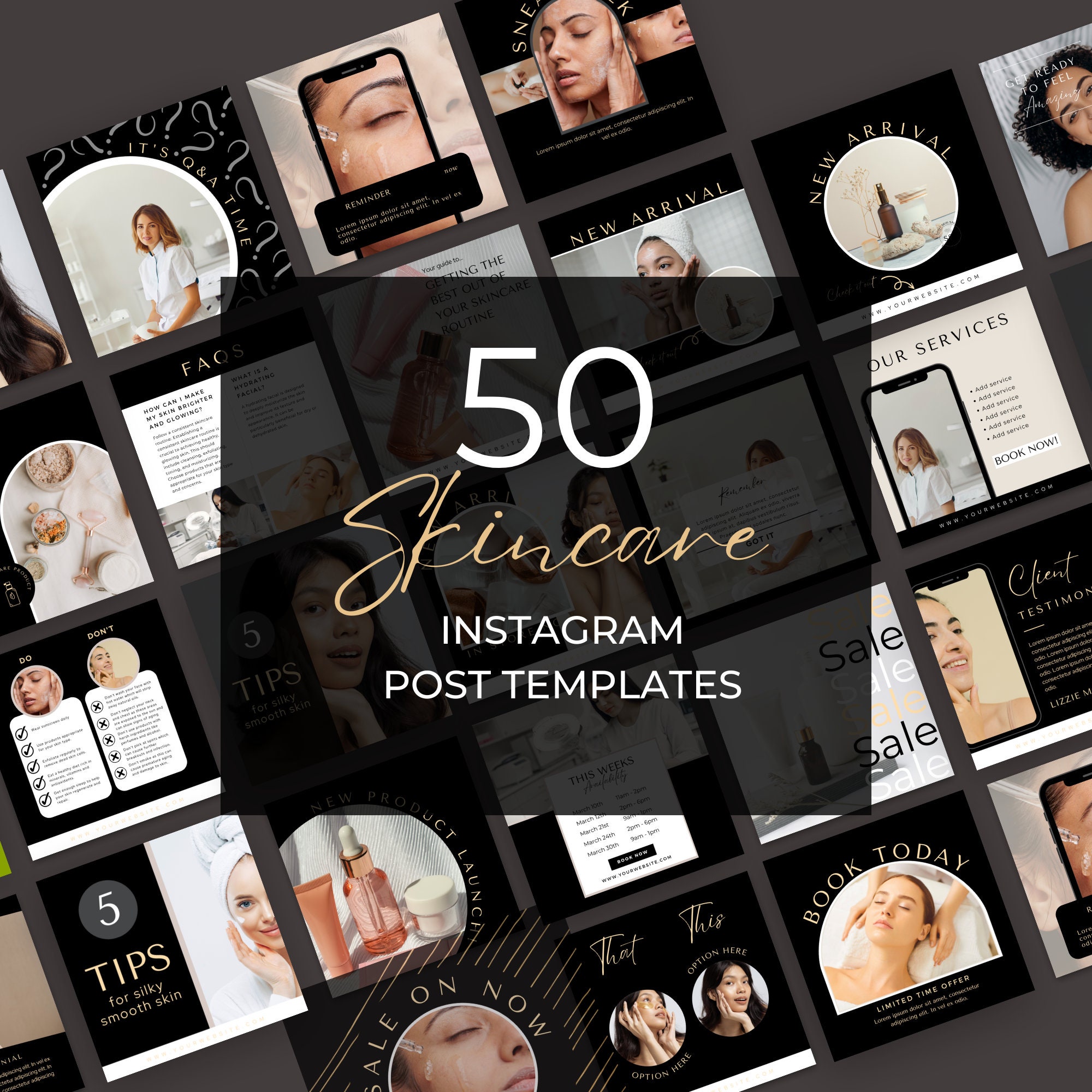 Black Instagram Esthetician Templates, Skincare Social Media Post ...