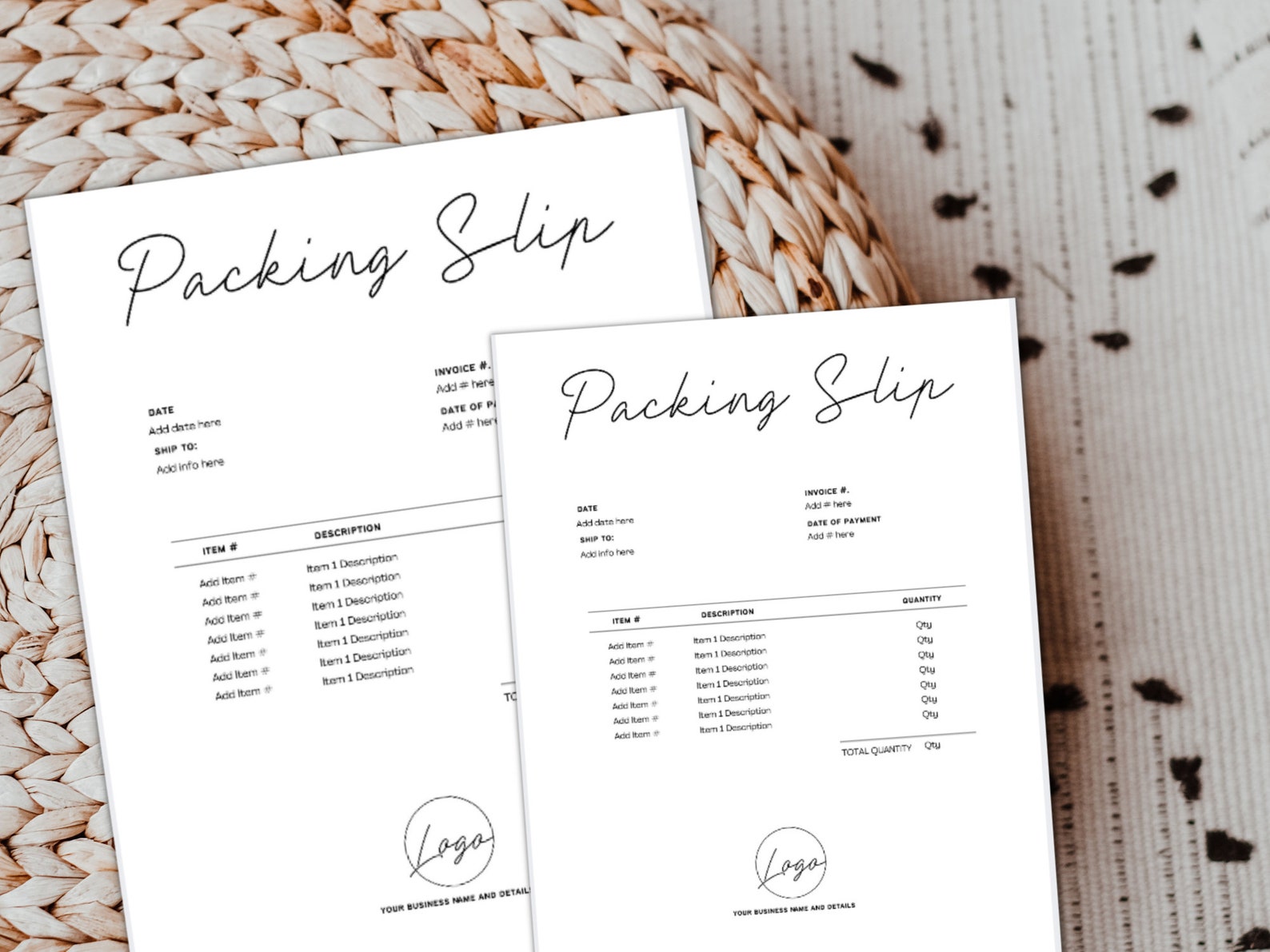 Editable Business Packing Slip Template, Packing List Printable Form ...
