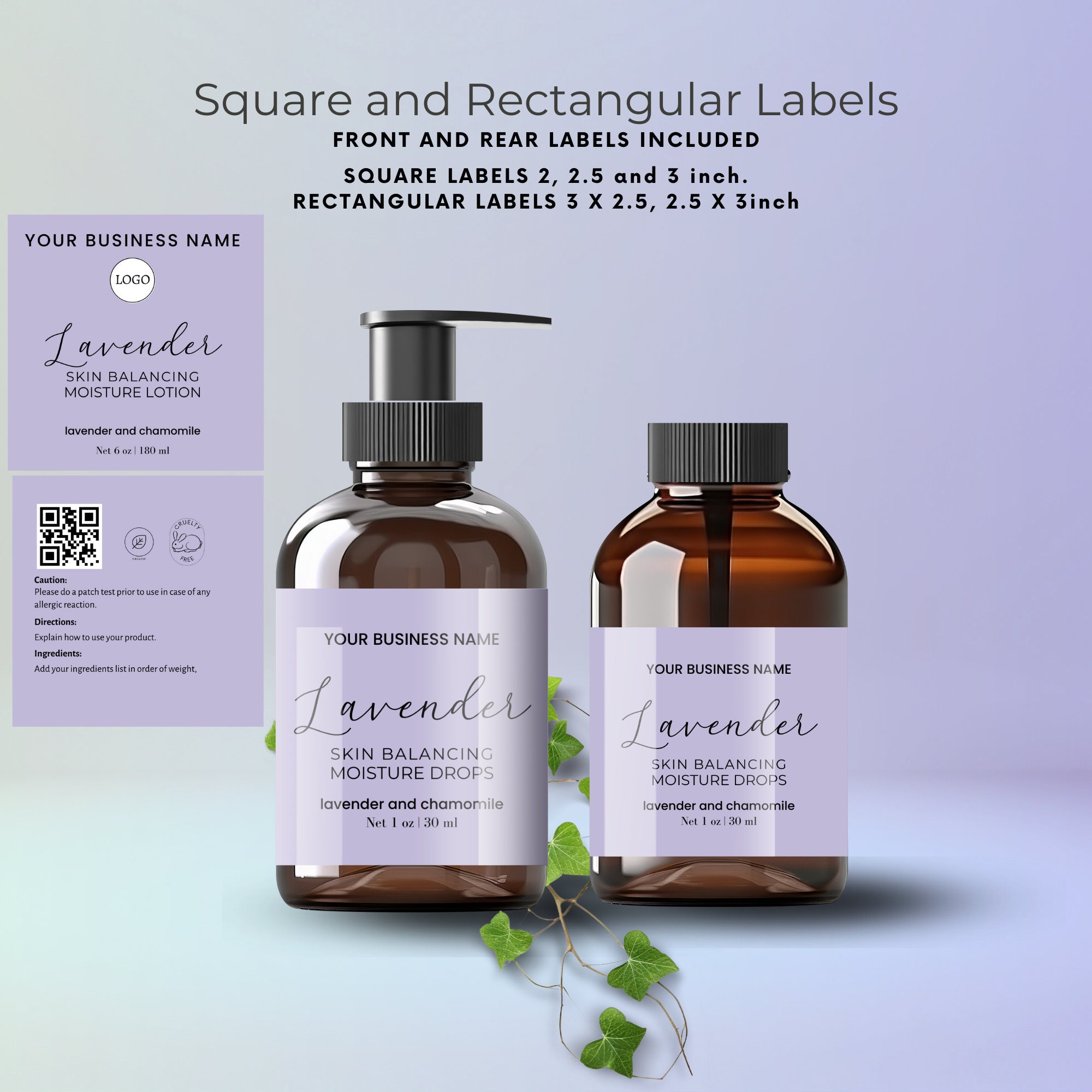 Cosmetic Bottle Labels Templates, Body Care Labels for Beauty Branding ...