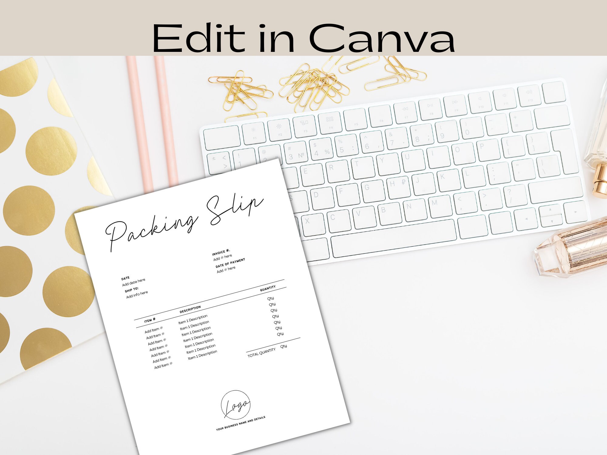 Editable Business Packing Slip Template, Packing List Printable Form ...