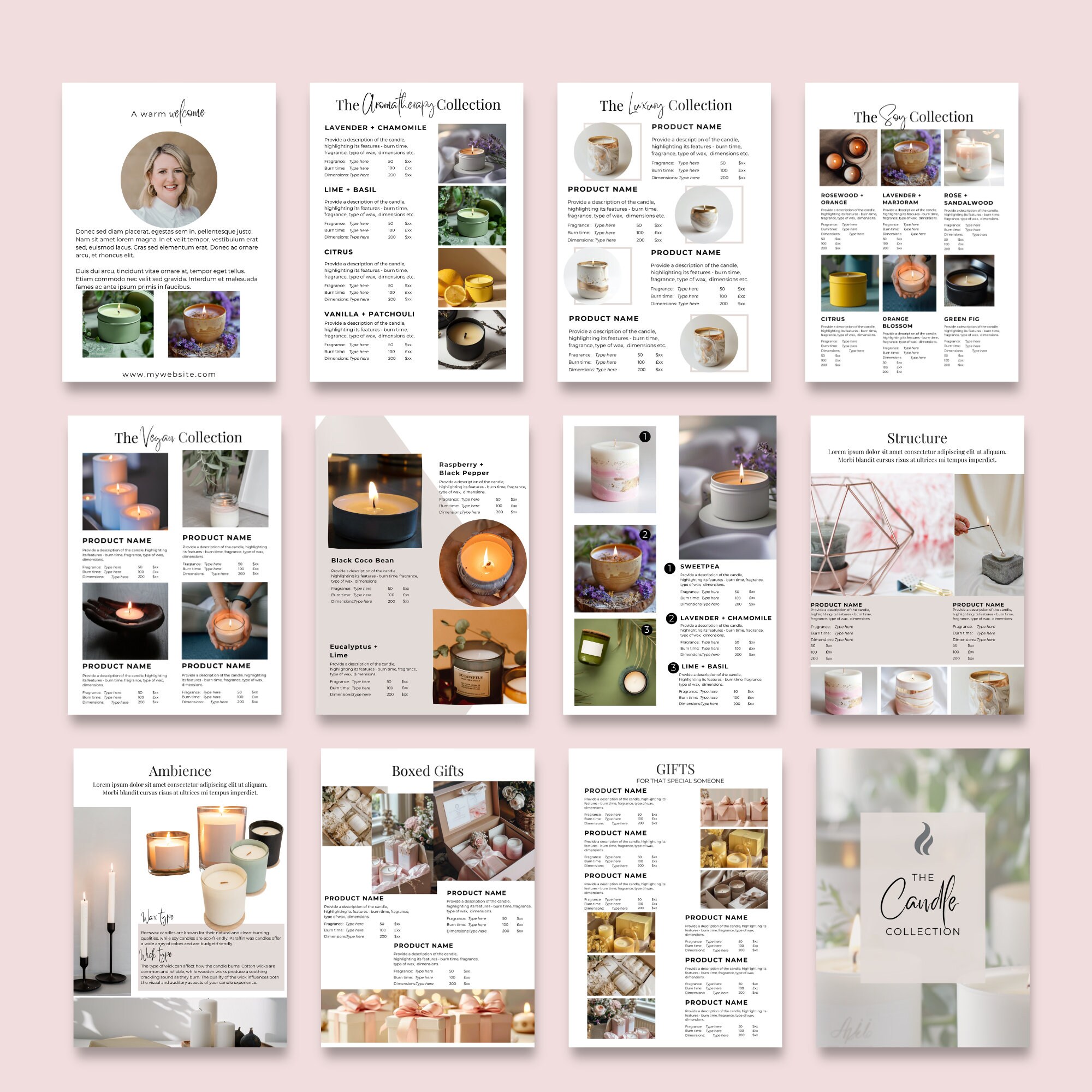 Candle Line Sheet Catalog Template, Wholesale Price List Template, 13 ...