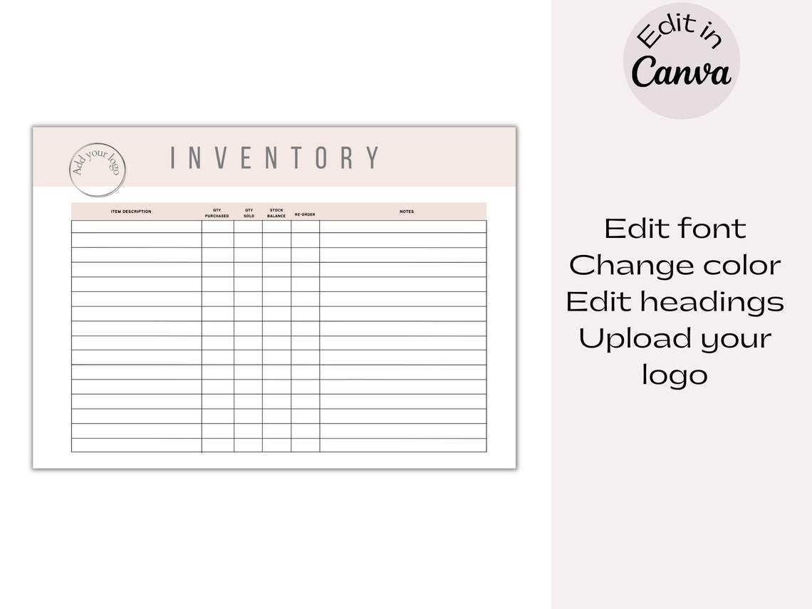 Editable Inventory Tracker Printable Business Inventory - Etsy