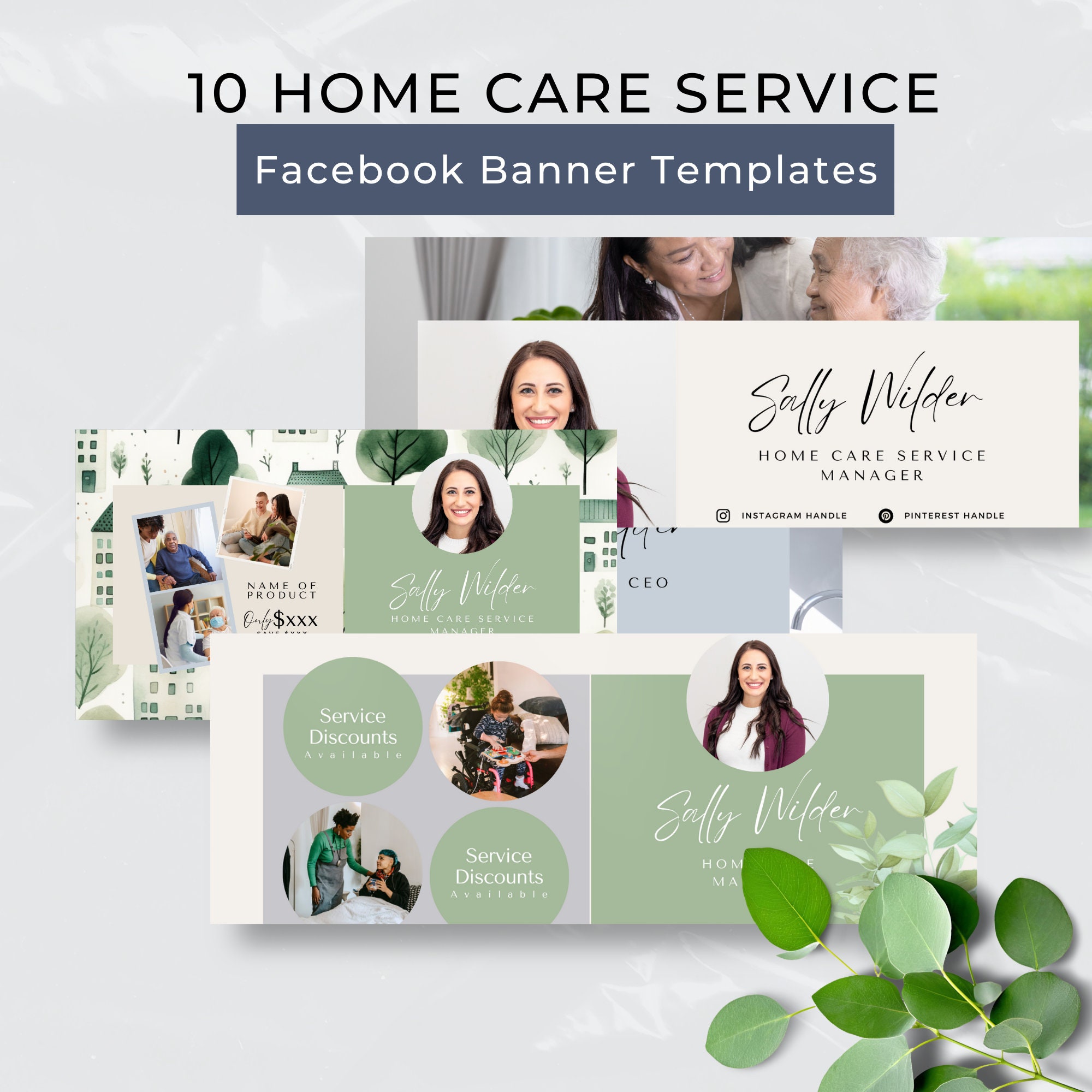 Facebook Cover Templates for Home Care Service, Social Media Banner ...