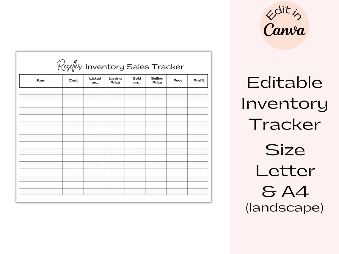 Editable Reseller Inventory Tracker Printable Business - Etsy