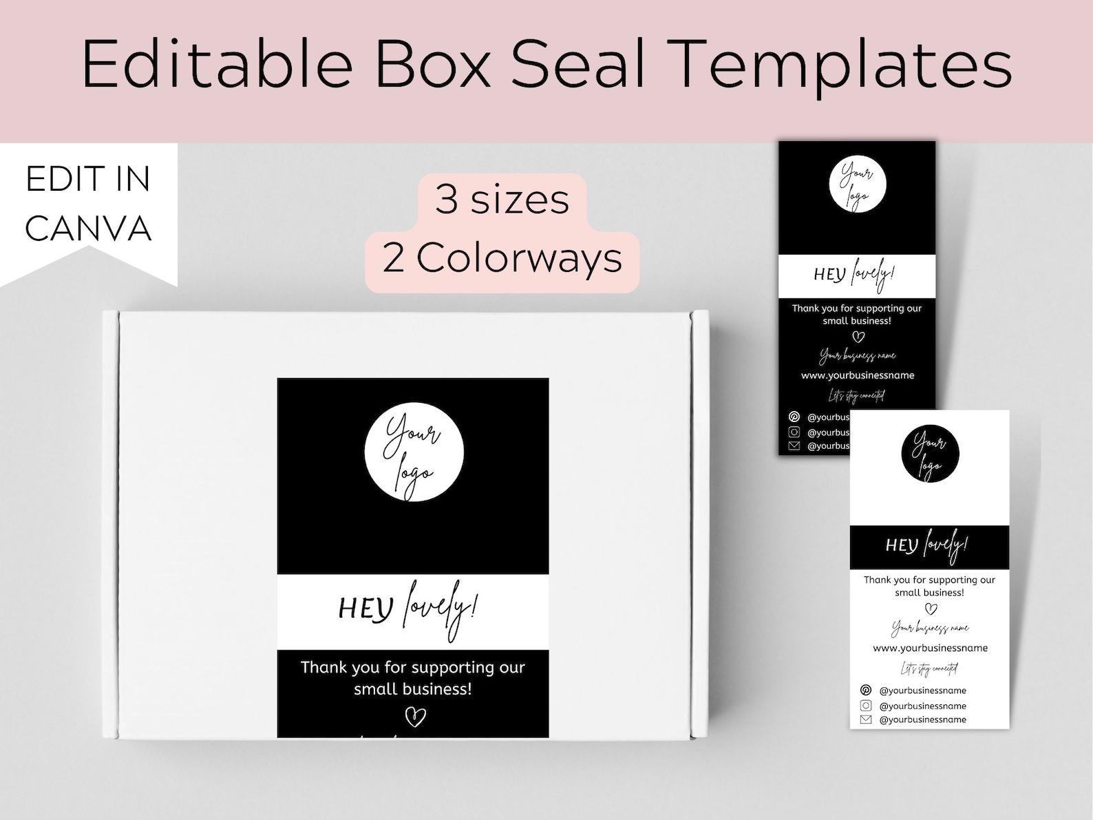 Editable Box Seal Template, Box Seal Label, Custom Branding Template ...