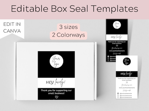 Editable Box Seal Template Box Seal Label Custom Branding - Etsy