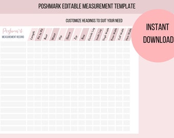 Reseller Editable Measurement Template Record of | Etsy