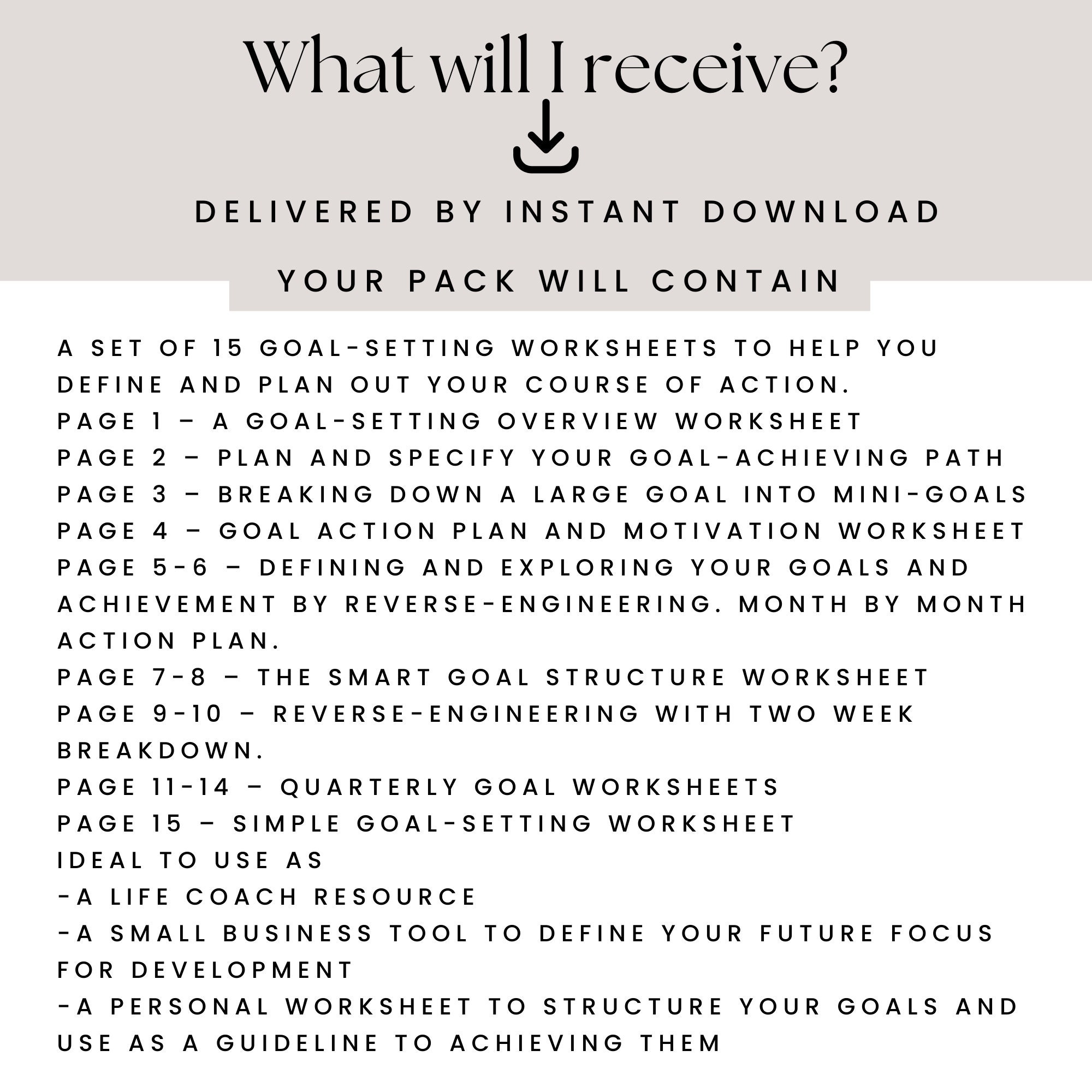 Printable PDF Goal Setting Worksheet, Goal Planning Resources for ...