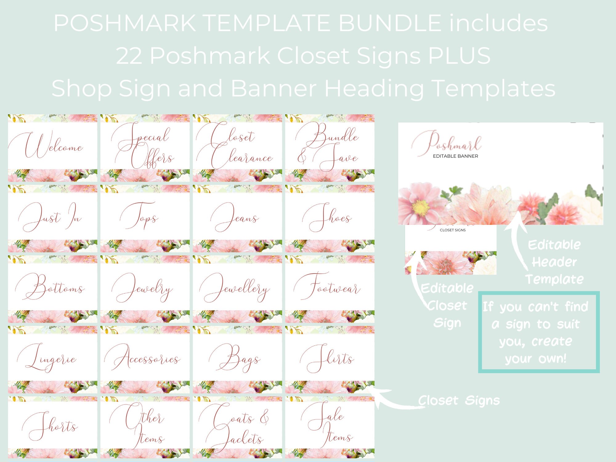 Poshmark Closet Template Bundle. Shop Signs | Header Template | Shop ...
