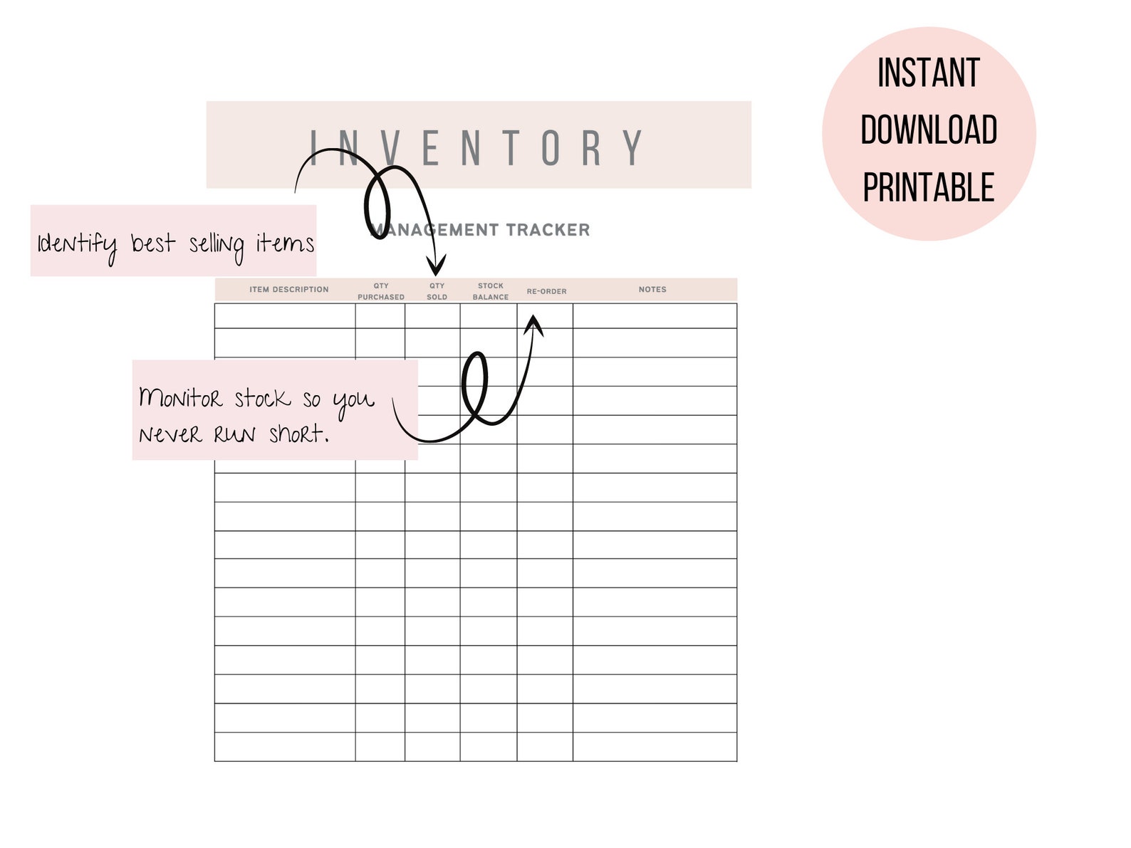 Printable Inventory Tracker, Printable Business Inventory Record ...